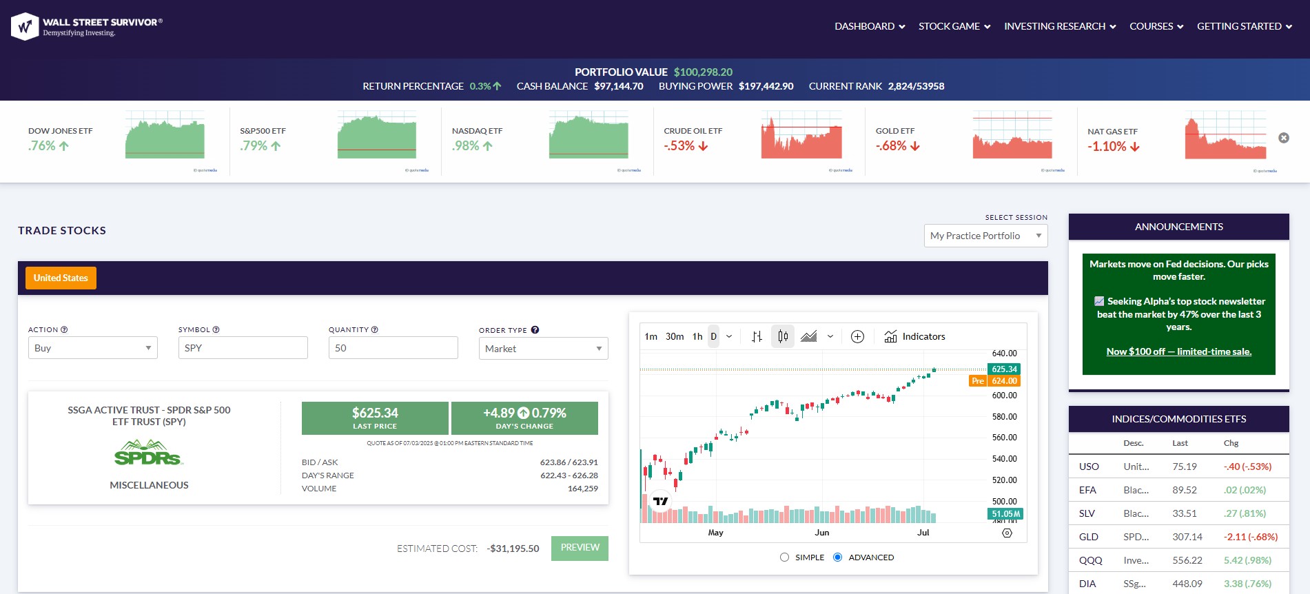 Stock Market Game - Create Your Own Contest