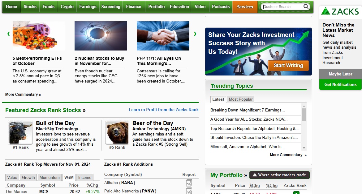 Zacks vs Morningstar vs Motley Fool vs Seeking Alpha